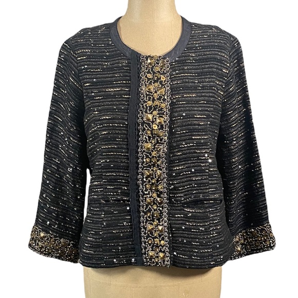 berek | Jackets & Coats | Berek Small Gold Black Beaded Cocktail Jacket ...